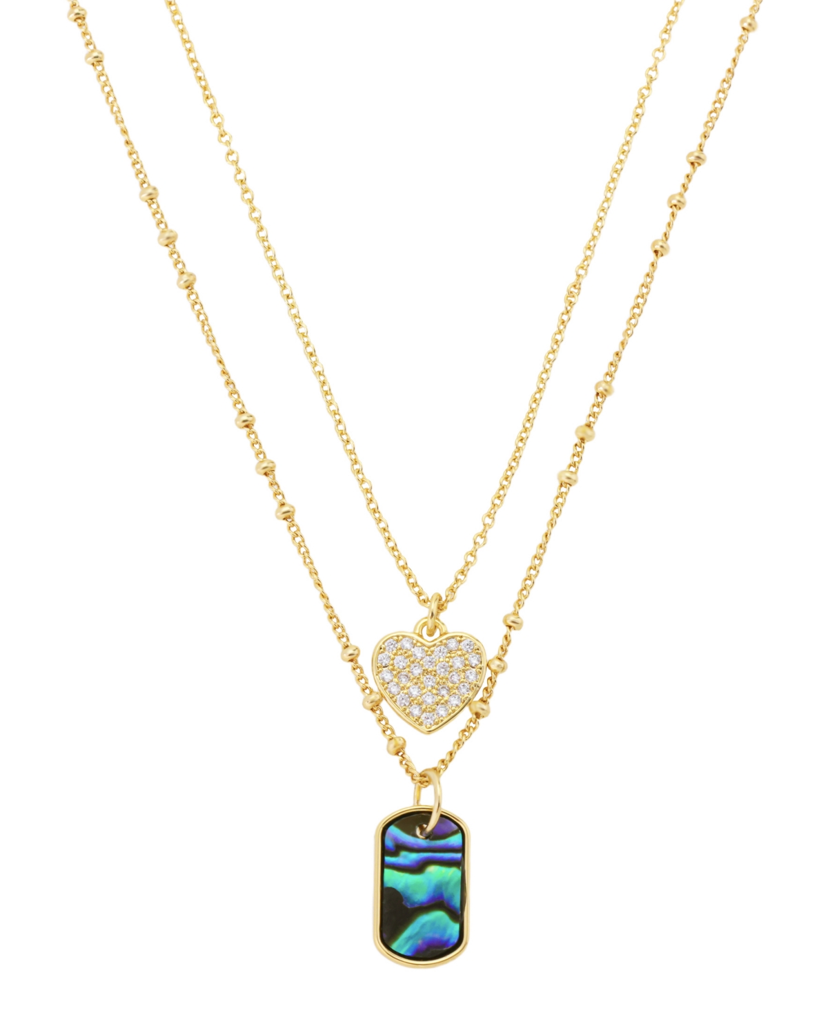 Click here for Unwritten Cubic Zirconia Heart and Abalone Tag Dou... prices