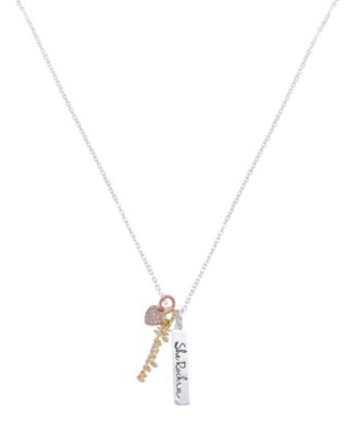 Unwritten Cubic Zirconia Fearless Charm Short Pendant Necklace - Macy's
