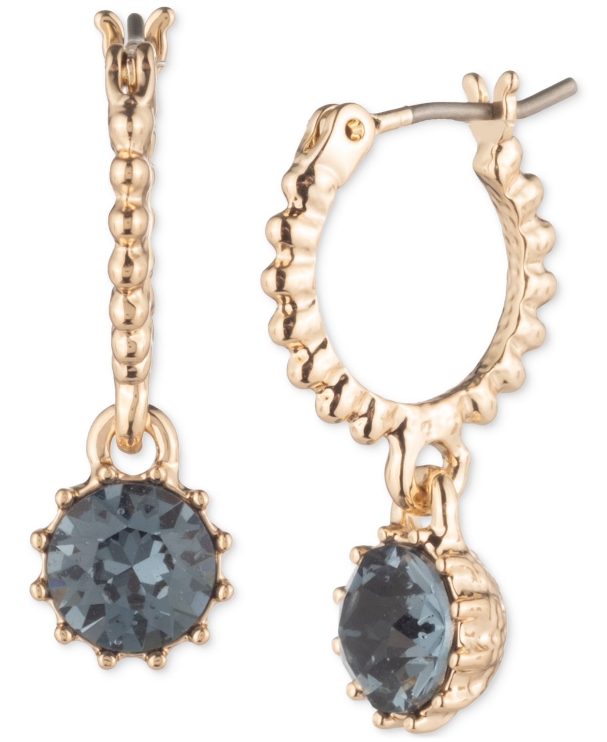 Click here for Marchesa Crystal Charm Hoop Earrings - Blue prices