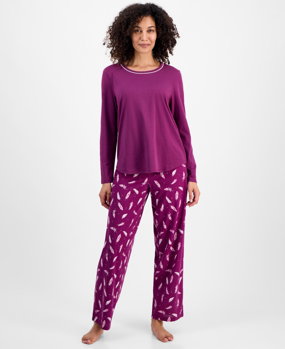 Click here for Charter Club Womens Long-Sleeve Jersey Pajama Set... prices