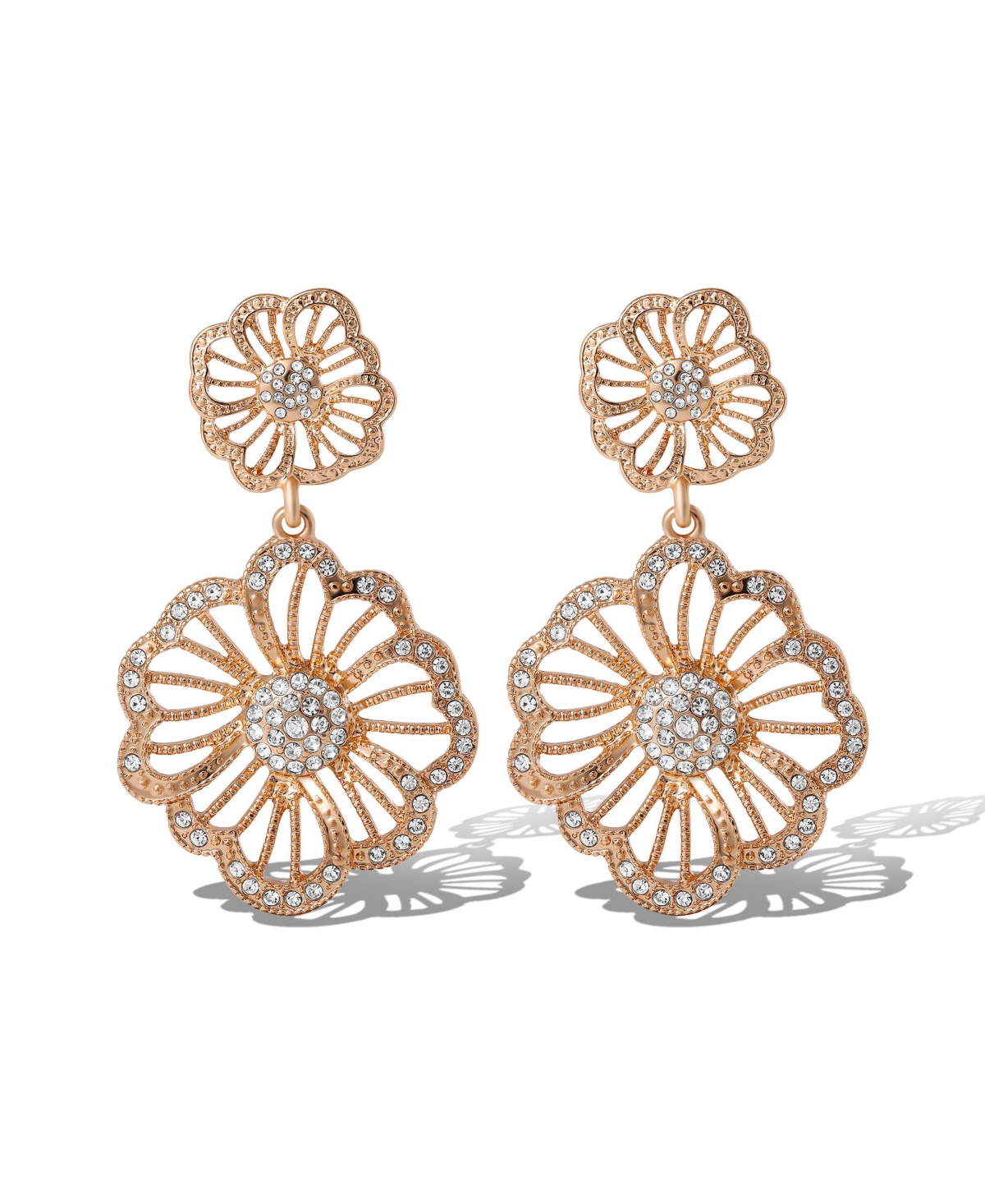Click here for Jessica Simpson Gold-Tone Floral Drop Earrings wit... prices