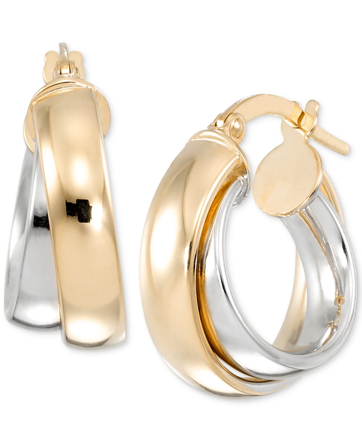 Click here for Macys Polished Extra-Small Interlocking Hoop Earri... prices