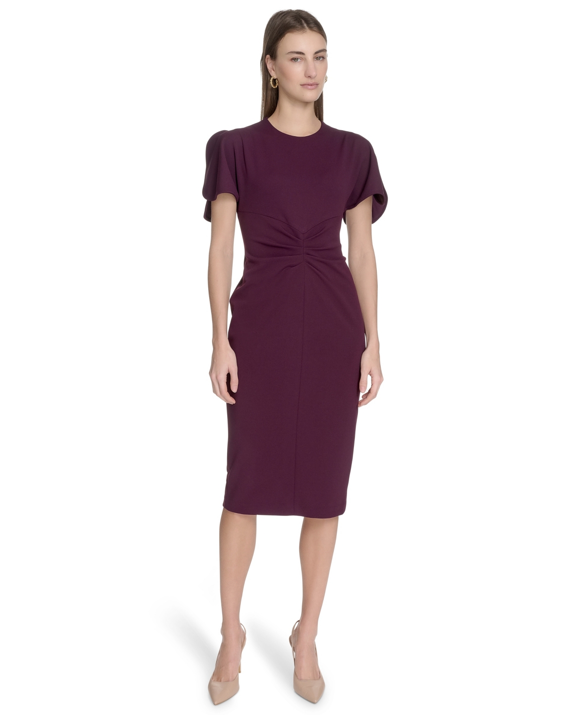 Click here for Calvin Klein Womens Scuba Crepe Sheath Dress - Aub... prices