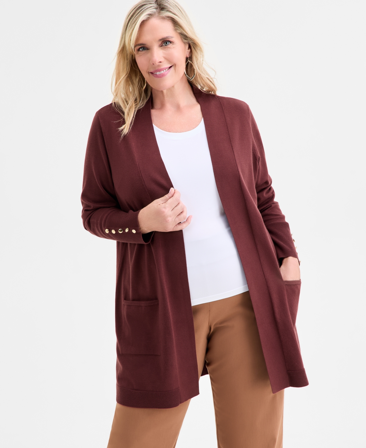 Click here for Jm Collection Plus Size Open-Front Long-Sleeve Car... prices