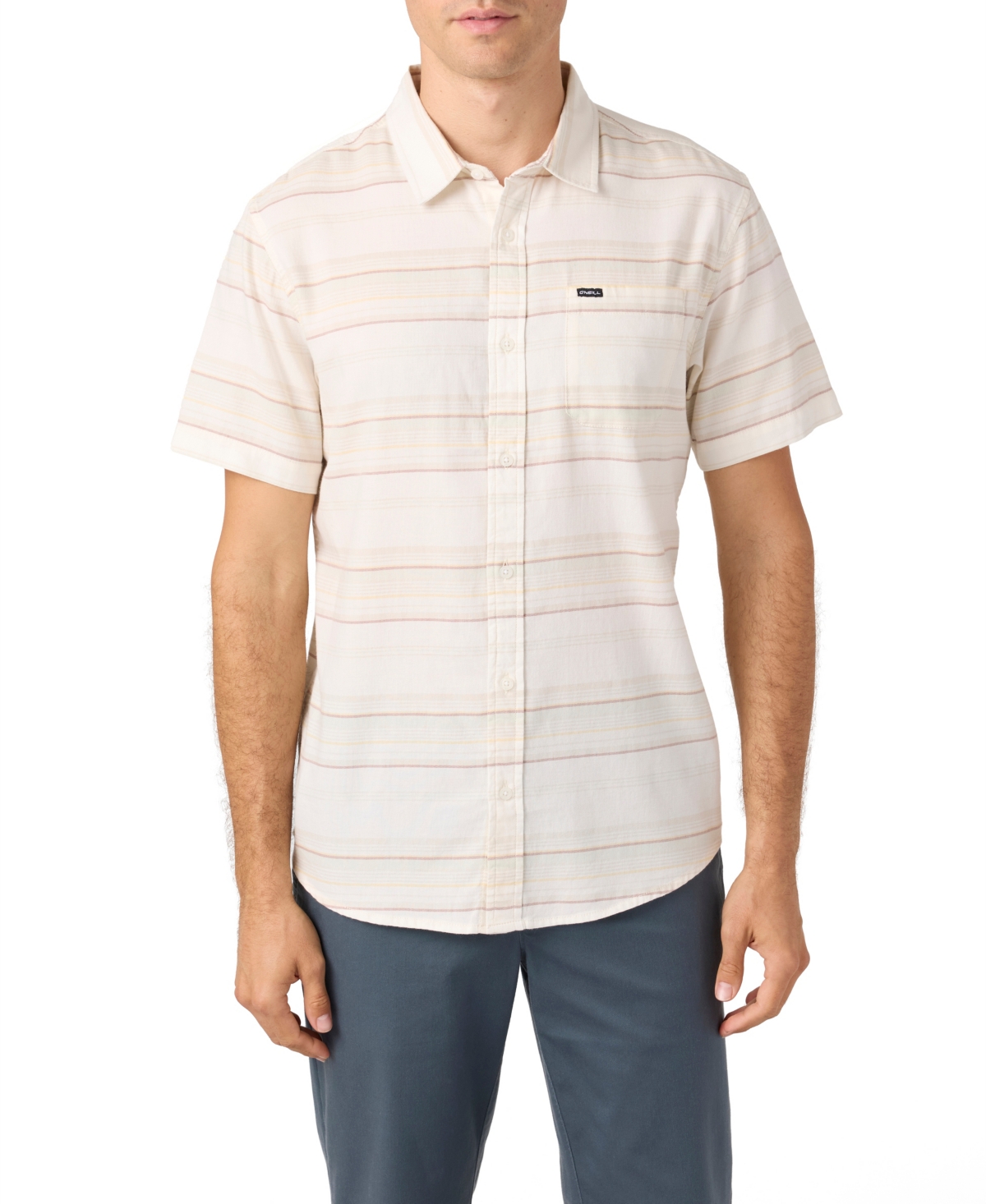 Click here for ONeill Mens Seafaring Stripe Stretch Shirt - White prices