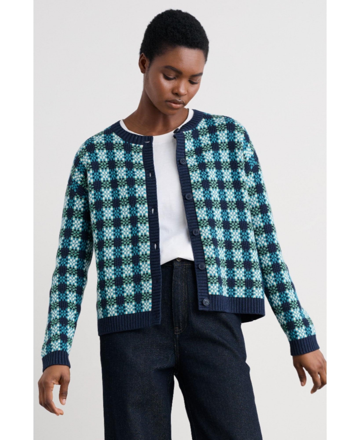 Seasalt Cornwall Womens Kensa Cardigan - Circlet maritime emulsion