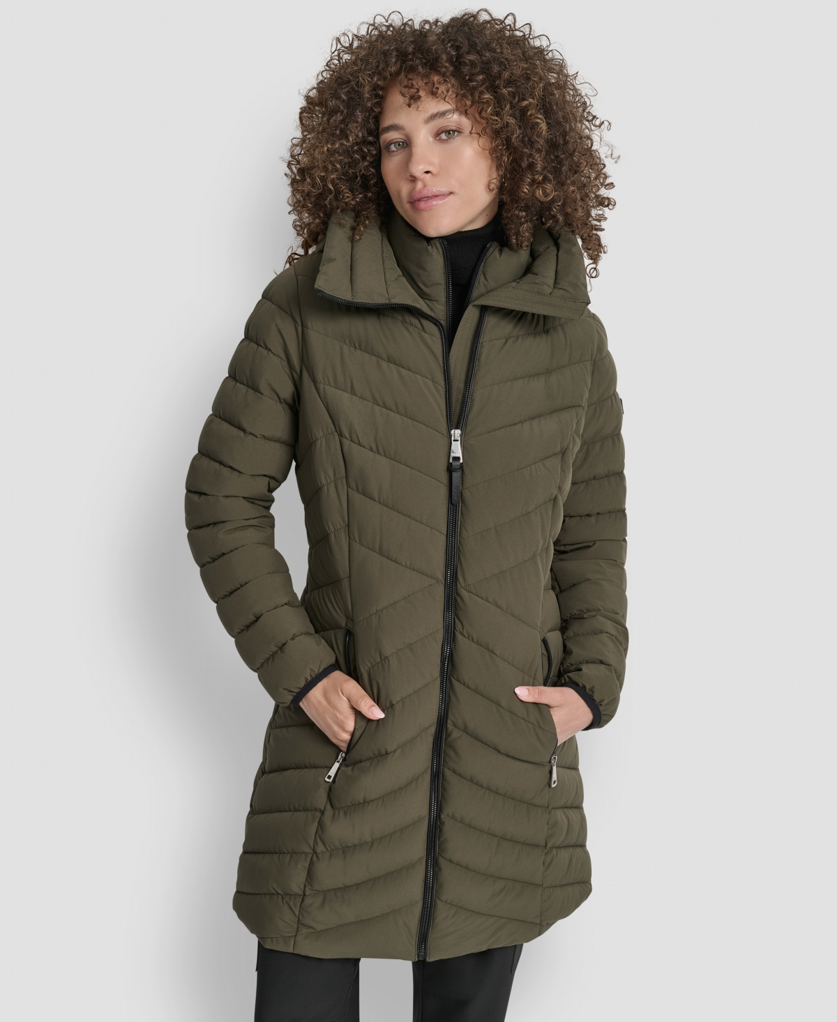 Click here for Dkny Womens Bibbed Packable Puffer Coat - Loden prices