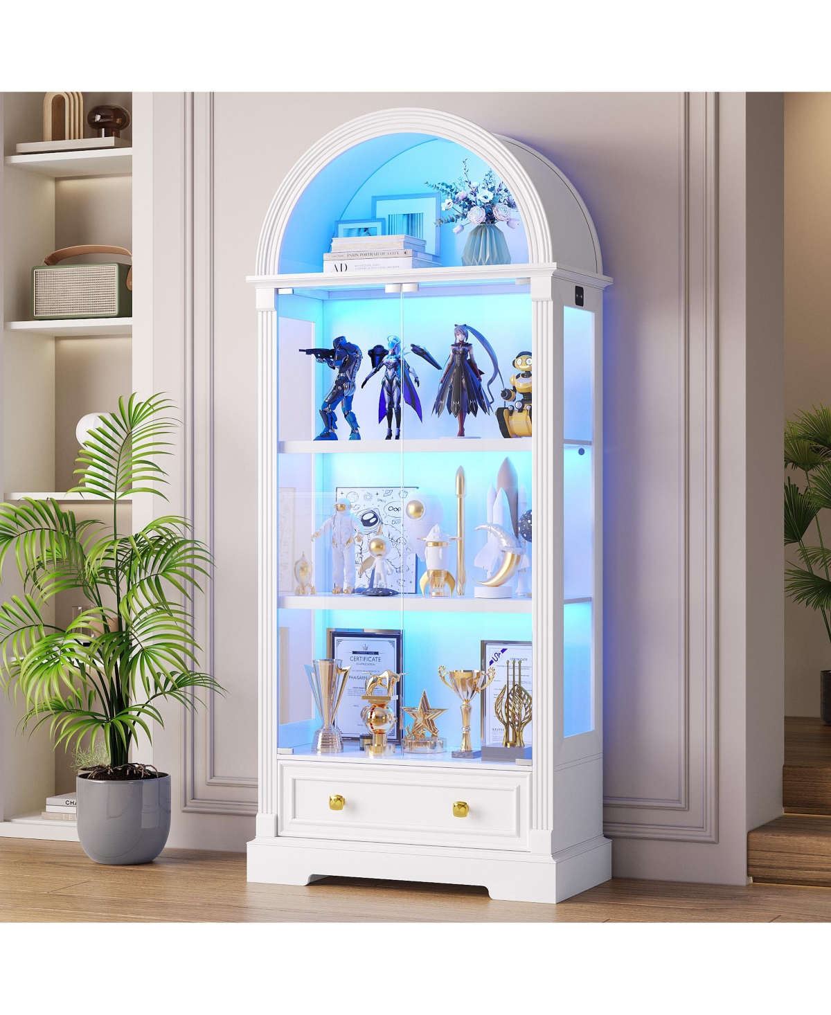 Click here for Vlsrka 72.8" Arched Glass Display Cabinet wit... prices