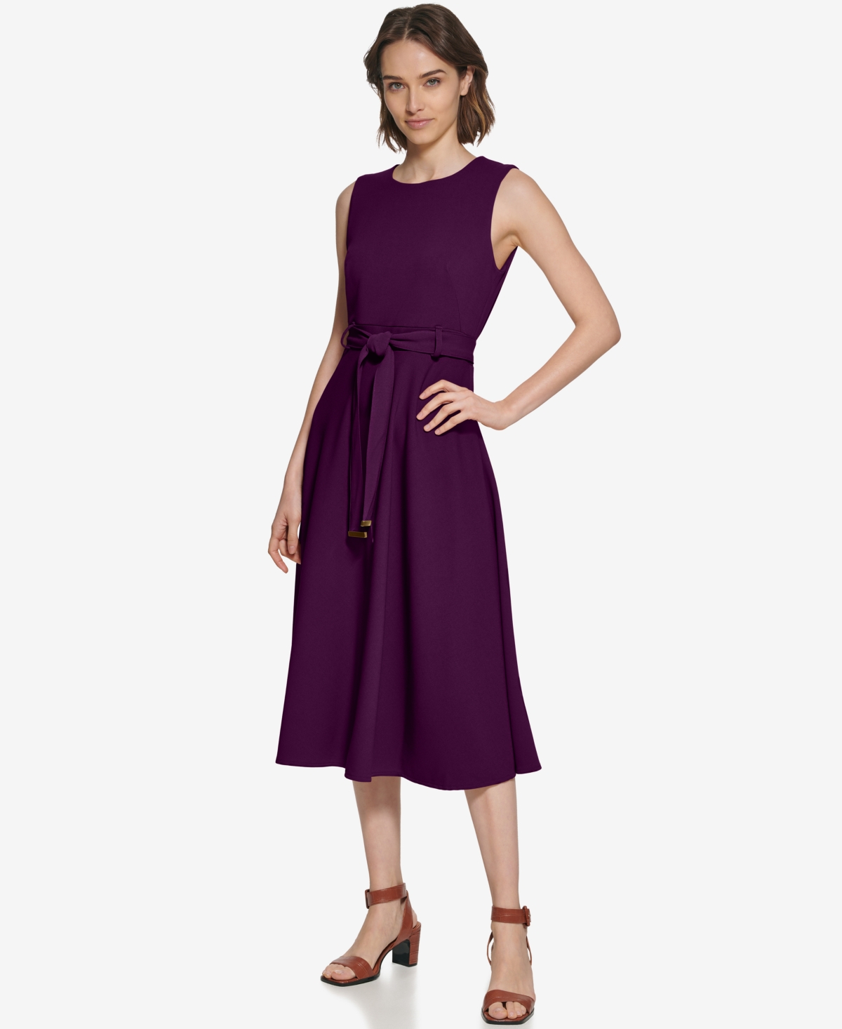 Click here for Calvin Klein Womens Sleeveless Midi A-Line Dress -... prices