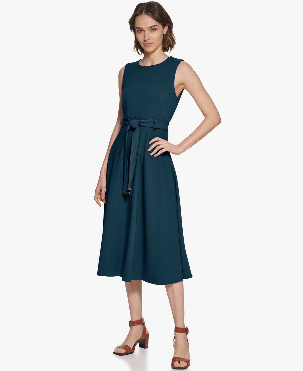 Click here for Calvin Klein Womens Sleeveless Midi A-Line Dress -... prices