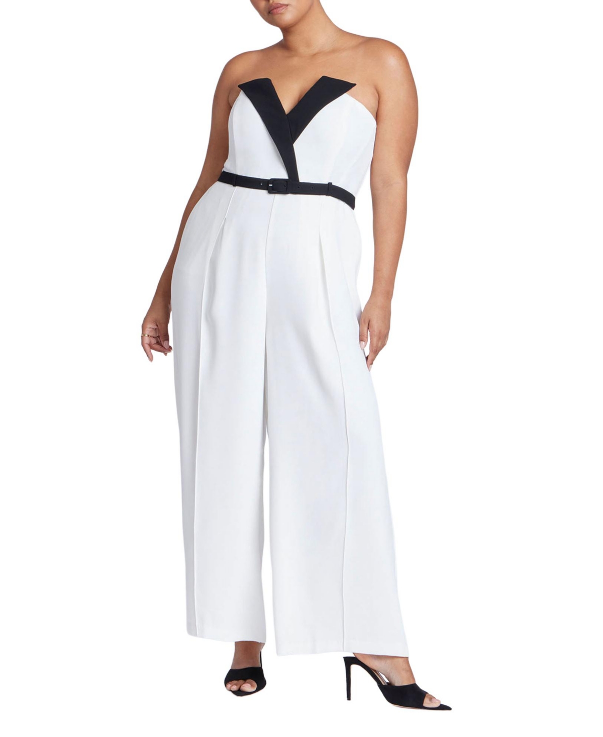 Click here for Eloquii Womens Plus Size Tuxedo Jumpsuit - White w... prices