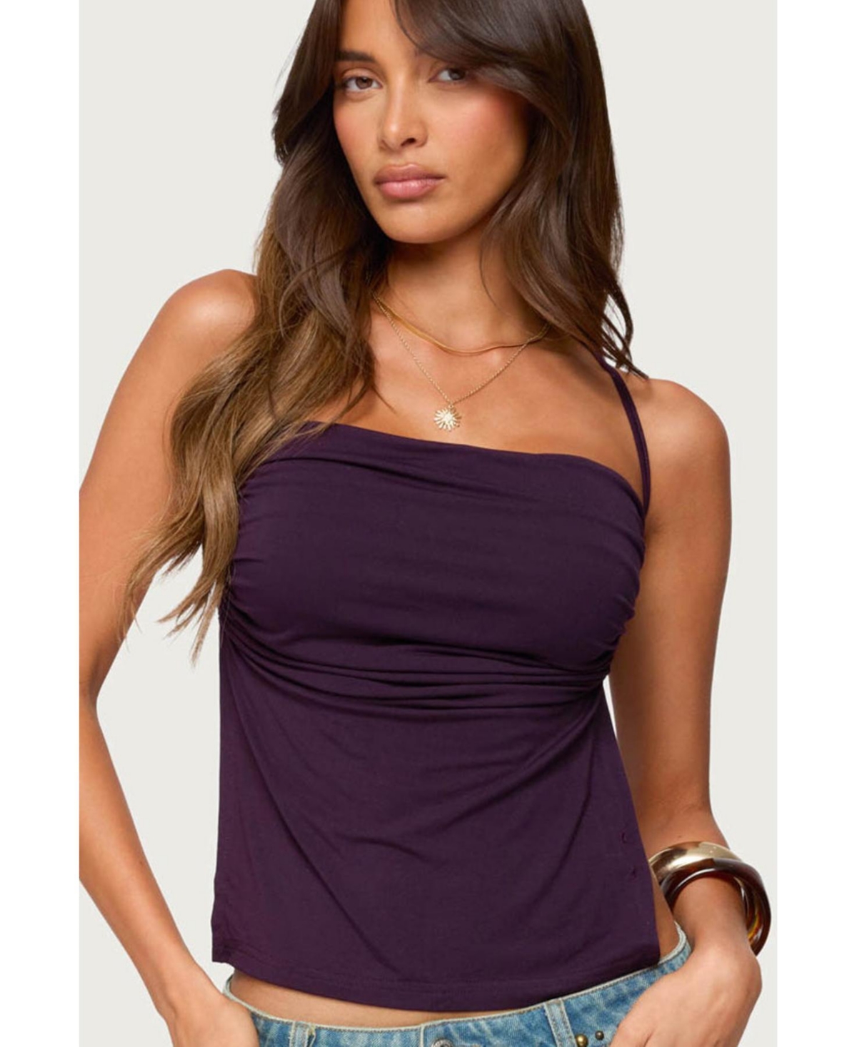 Click here for Edikted Womens Rachey Backless Ruched Top - Purple prices