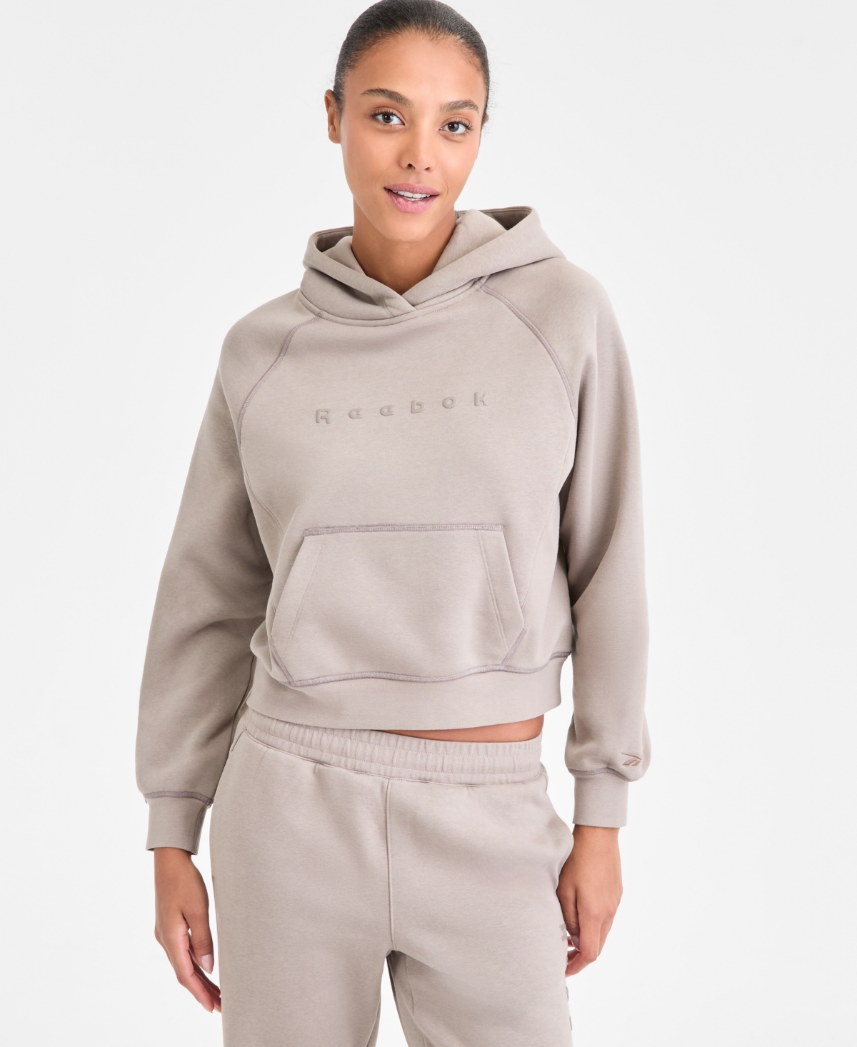 Click here for Reebok Womens Kangaroo Pocket Hoodie - Gritty Grey prices