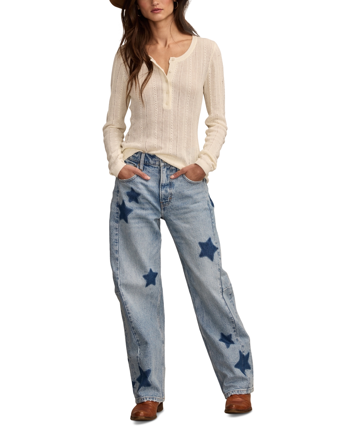 Click here for Lucky Brand Womens Legend High-Rise Barrel-Leg Jea... prices