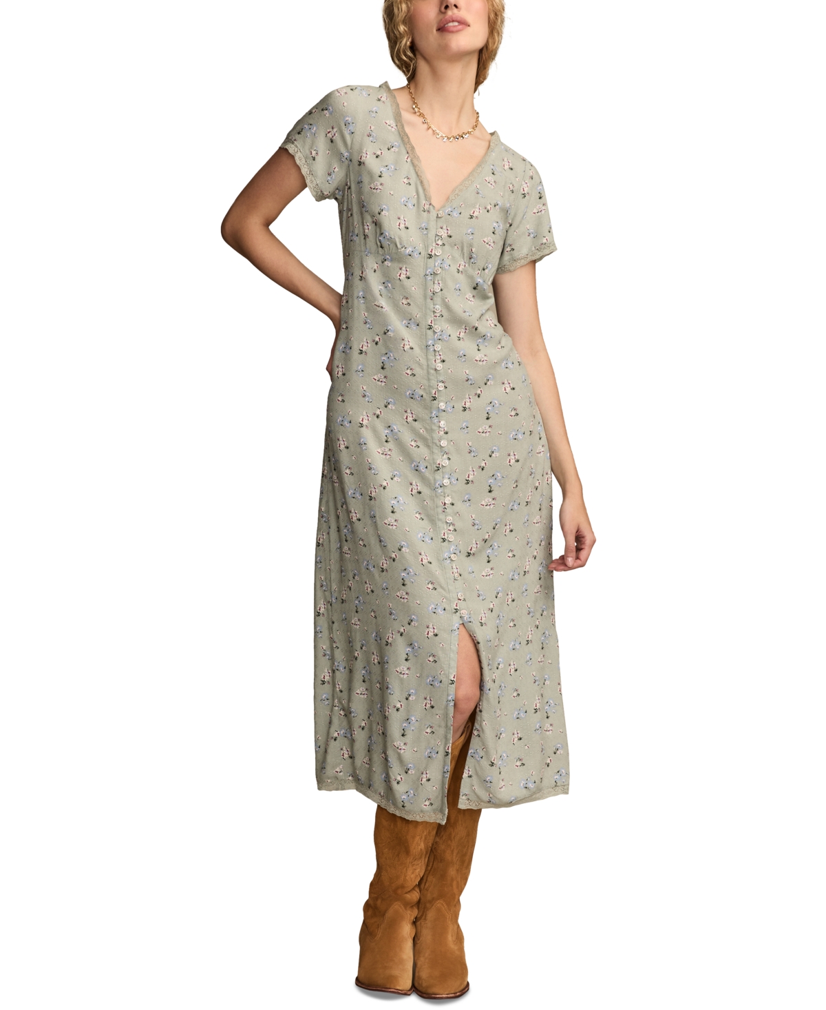 Click here for Lucky Brand Womens Simone Floral-Print Midi Dress... prices