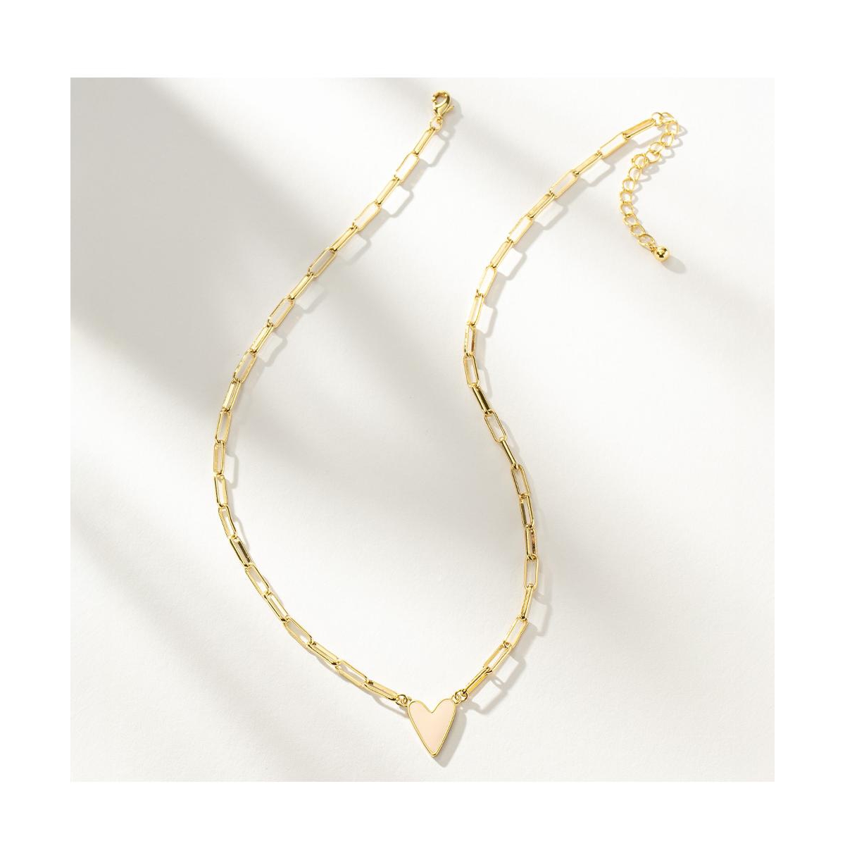 Click here for 14K Gold-Plated Enamel Heart Necklace - Off white prices