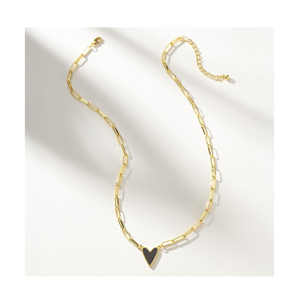 Click here for 14K Gold-Plated Enamel Heart Necklace - Navy prices