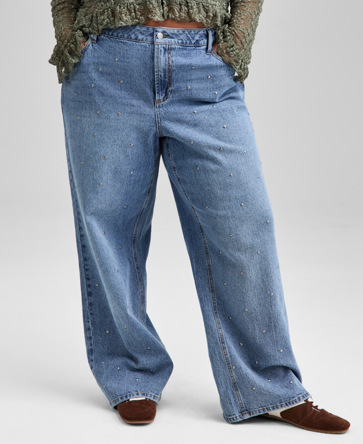 Click here for And Now This Trendy Plus Size Studded High-Rise Wi... prices