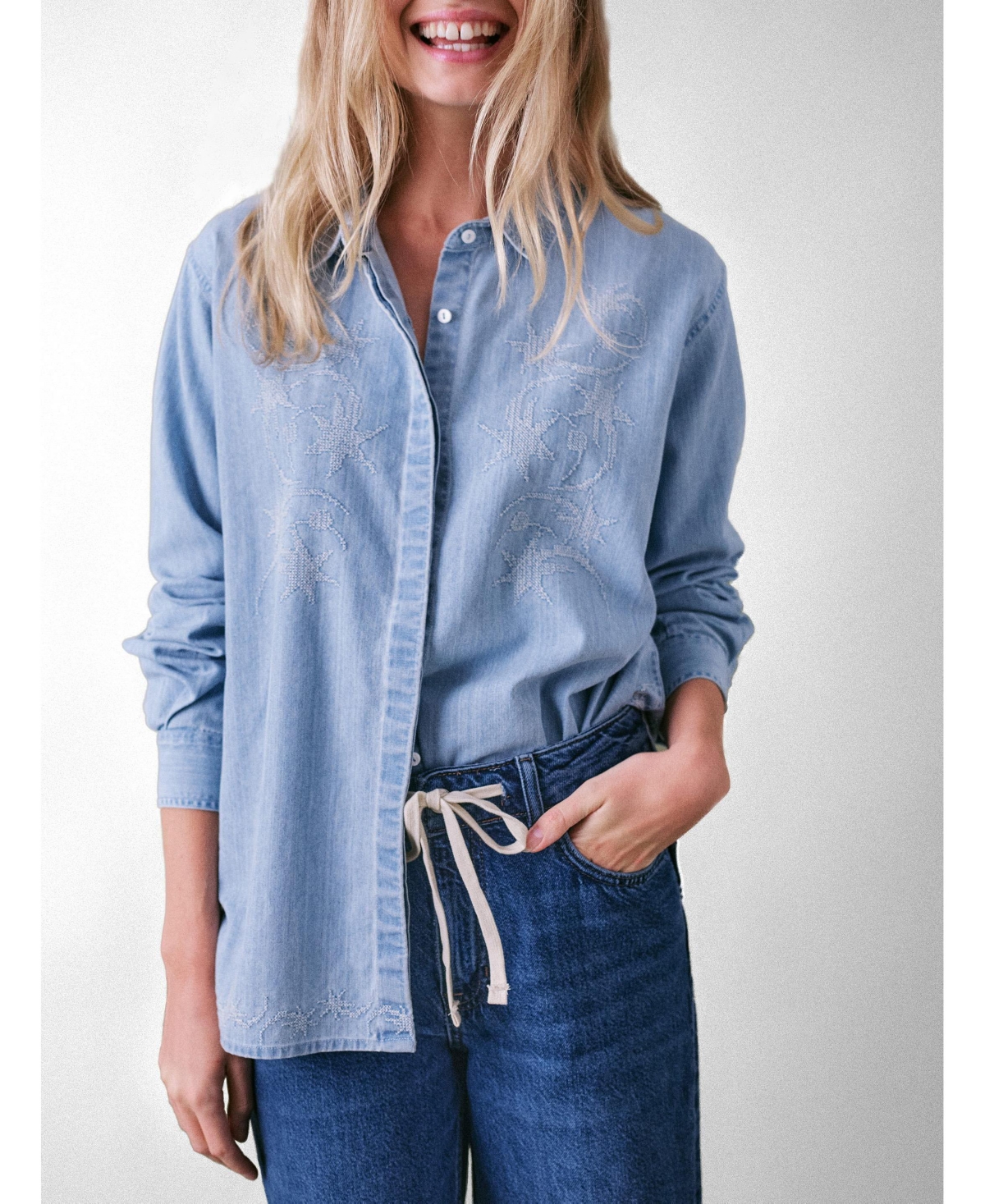 Click here for Cape Cove Womens Stella Denim Blouse - Light denim... prices