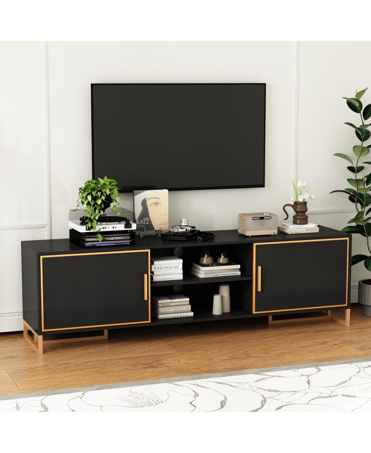 Click here for Tv Stand with 2 Doors and Metal Handles and Feet... prices