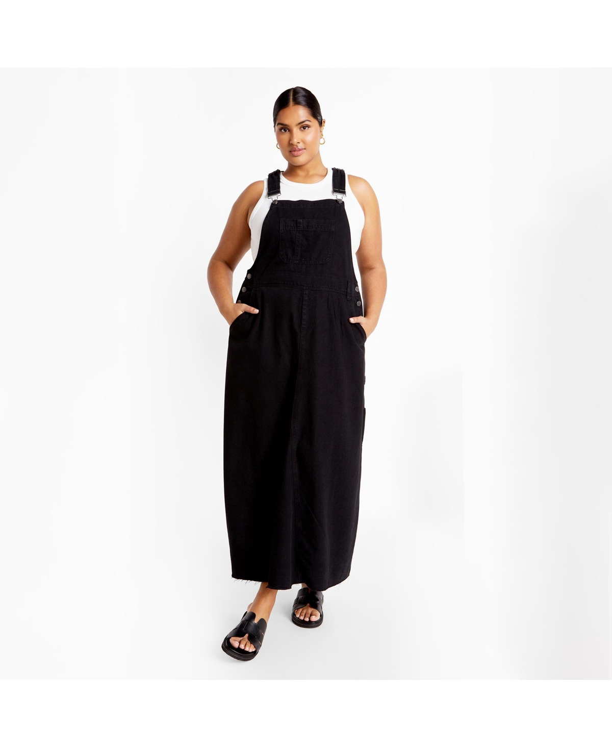 Click here for City Chic Womens Pinafore Maxi Dress - Black wash prices