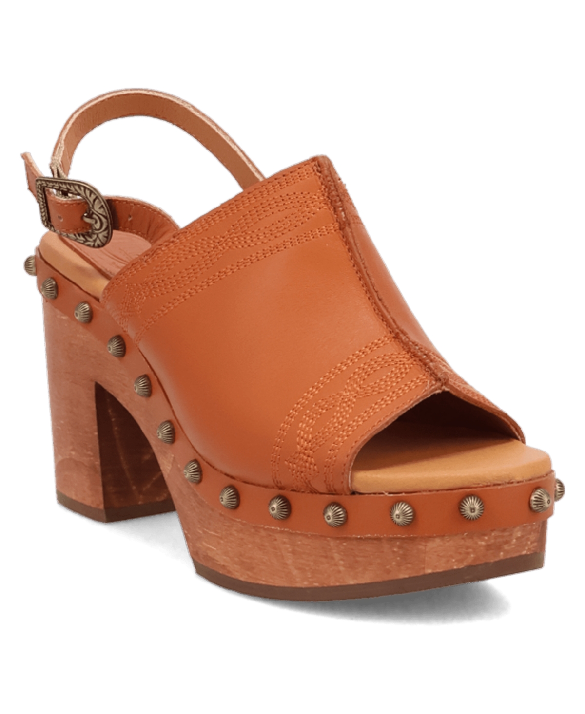 Dingo Womens Clover Wooden Sandal - Russet