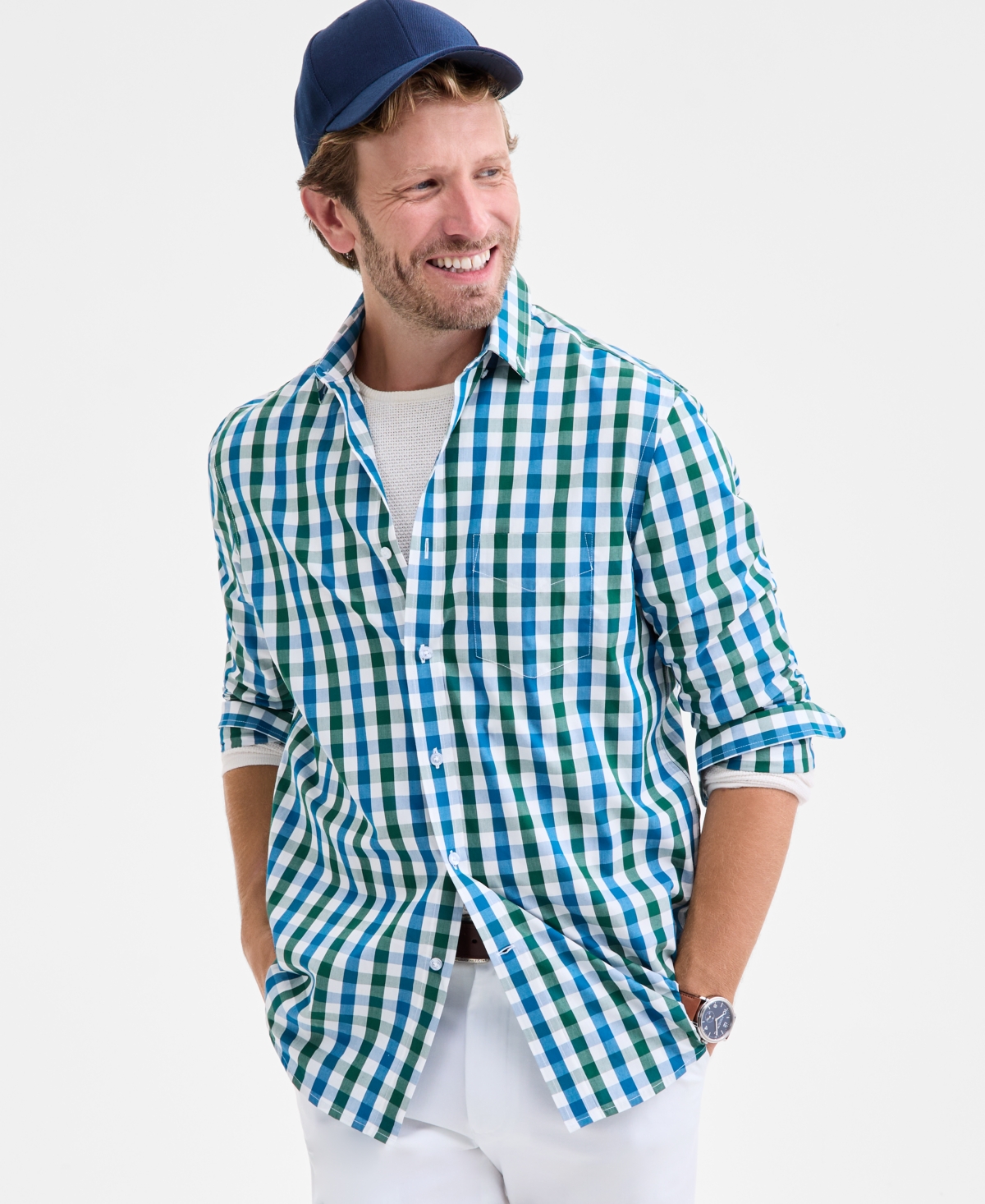 Click here for Club Room Long Sleeve Gingham Check Button-Down Sh... prices