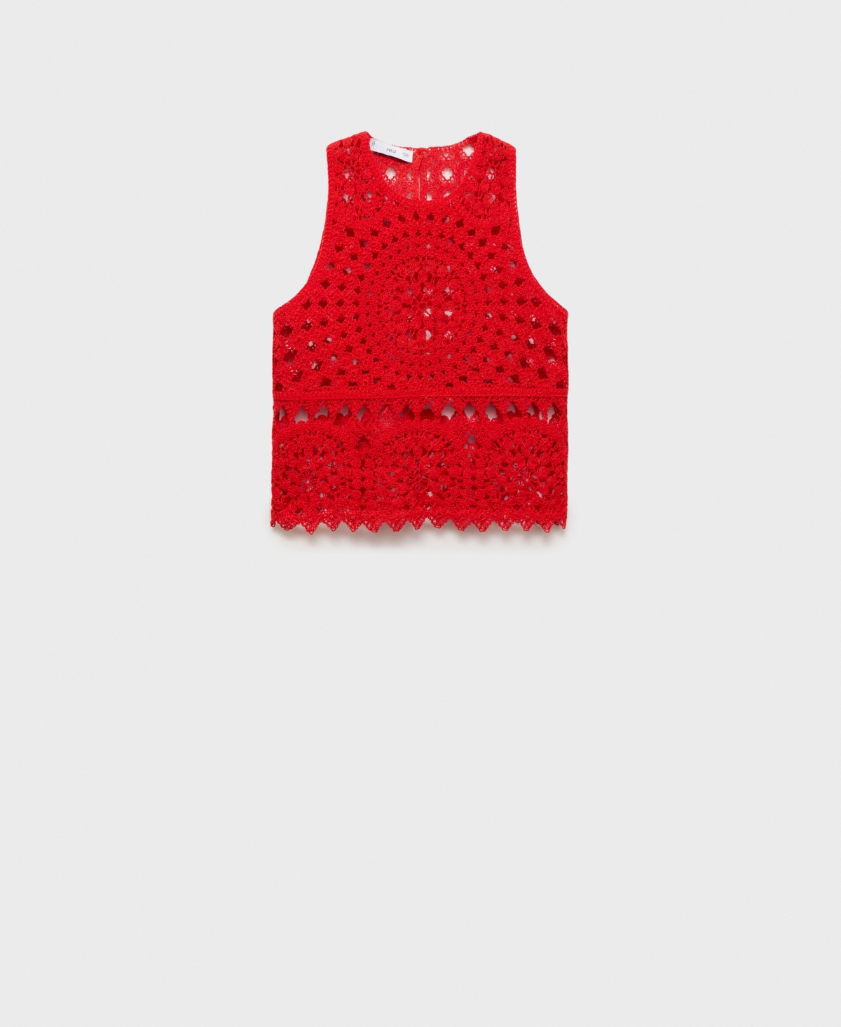 Click here for Mango Womens Crochet Knitted Top - Red prices