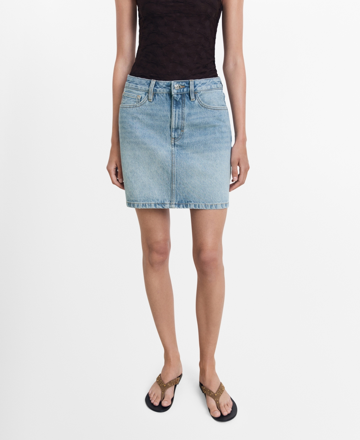 Click here for Mango Womens Denim Short Skirt - Medium Blue prices