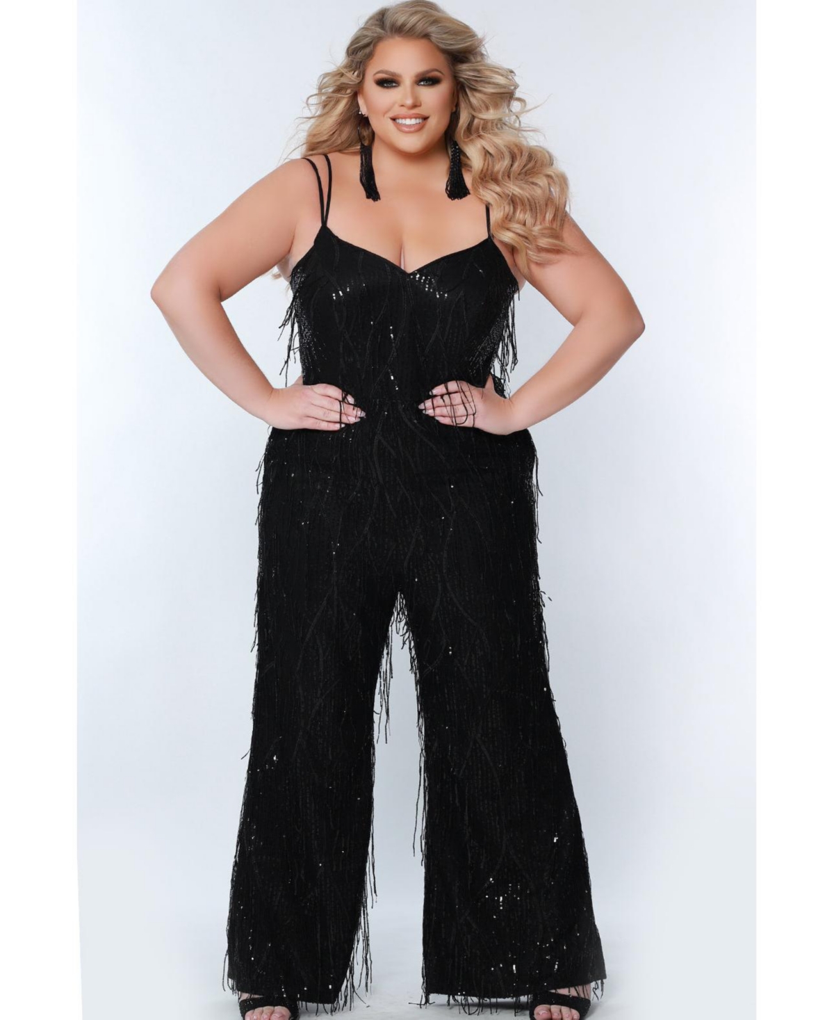 Click here for Sydneys Closet Womens Sequin Jumpsuit with Fringe... prices