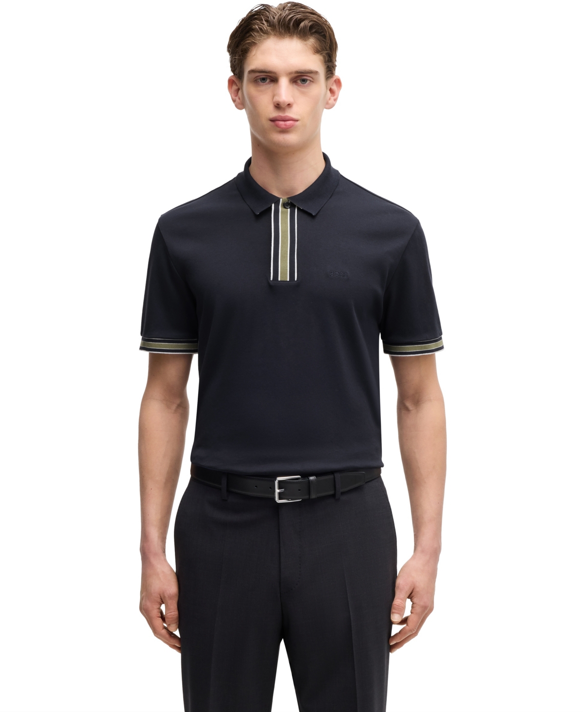 Click here for Boss by Hugo Boss Mens Interlock-Cotton Contrast T... prices