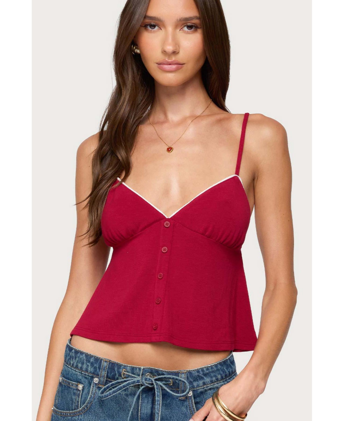 Click here for Edikted Womens Kellyn Button Contrast Babydoll Top... prices
