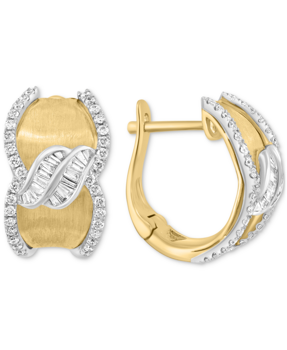 Click here for Effy Diamond Round & Baguette Curvy Hoop Earrings... prices