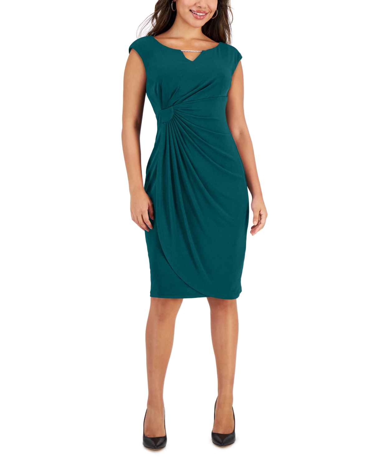 Click here for Connected Petite Beaded-Neckline Sheath Dress - De... prices