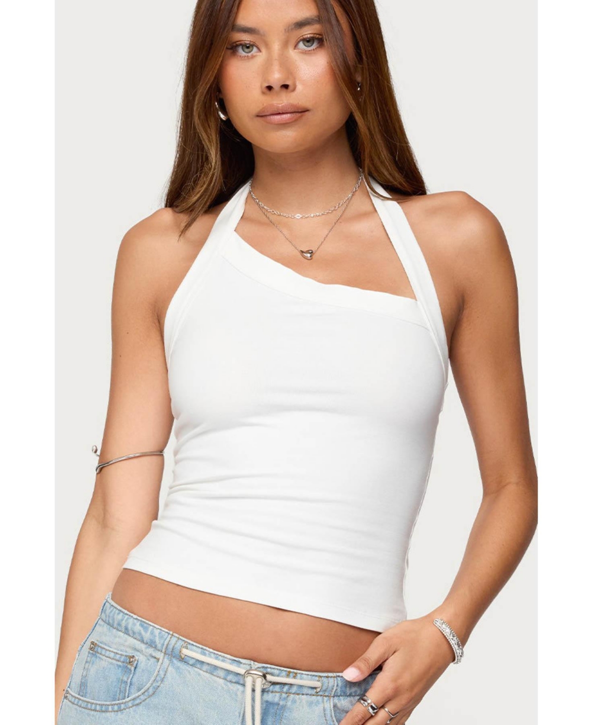 Click here for Edikted Womens Kylan Asymmetric Halter Top - White prices