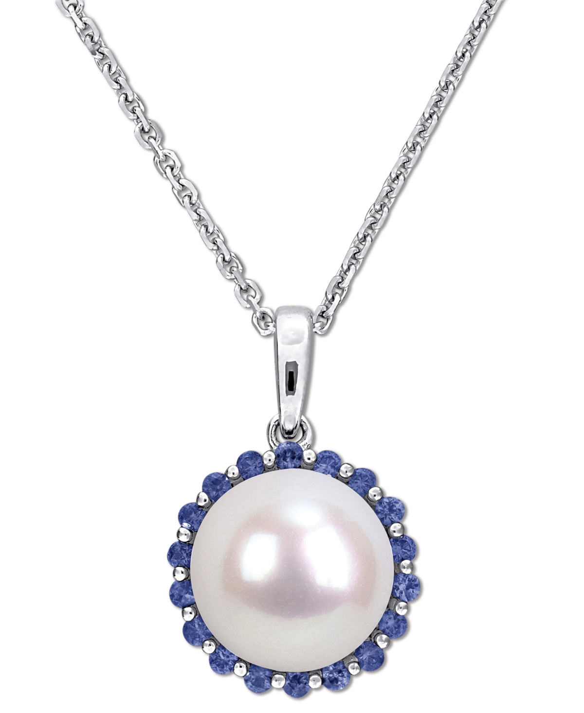 Click here for Cultured Freshwater Pearl (8mm) & Sapphire (1/3 ct... prices