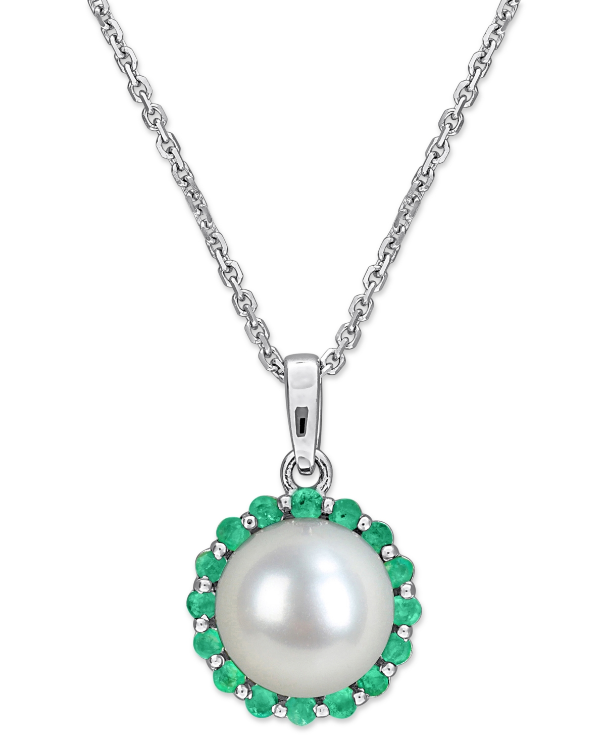 Click here for Cultured Freshwater Pearl (8mm) & Emerald (1/3 ct.... prices