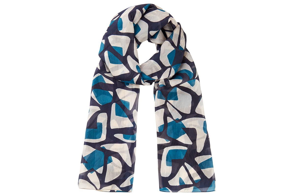 Click here for Olsen Silk Modern Graphic Scarf - Ink blue prices