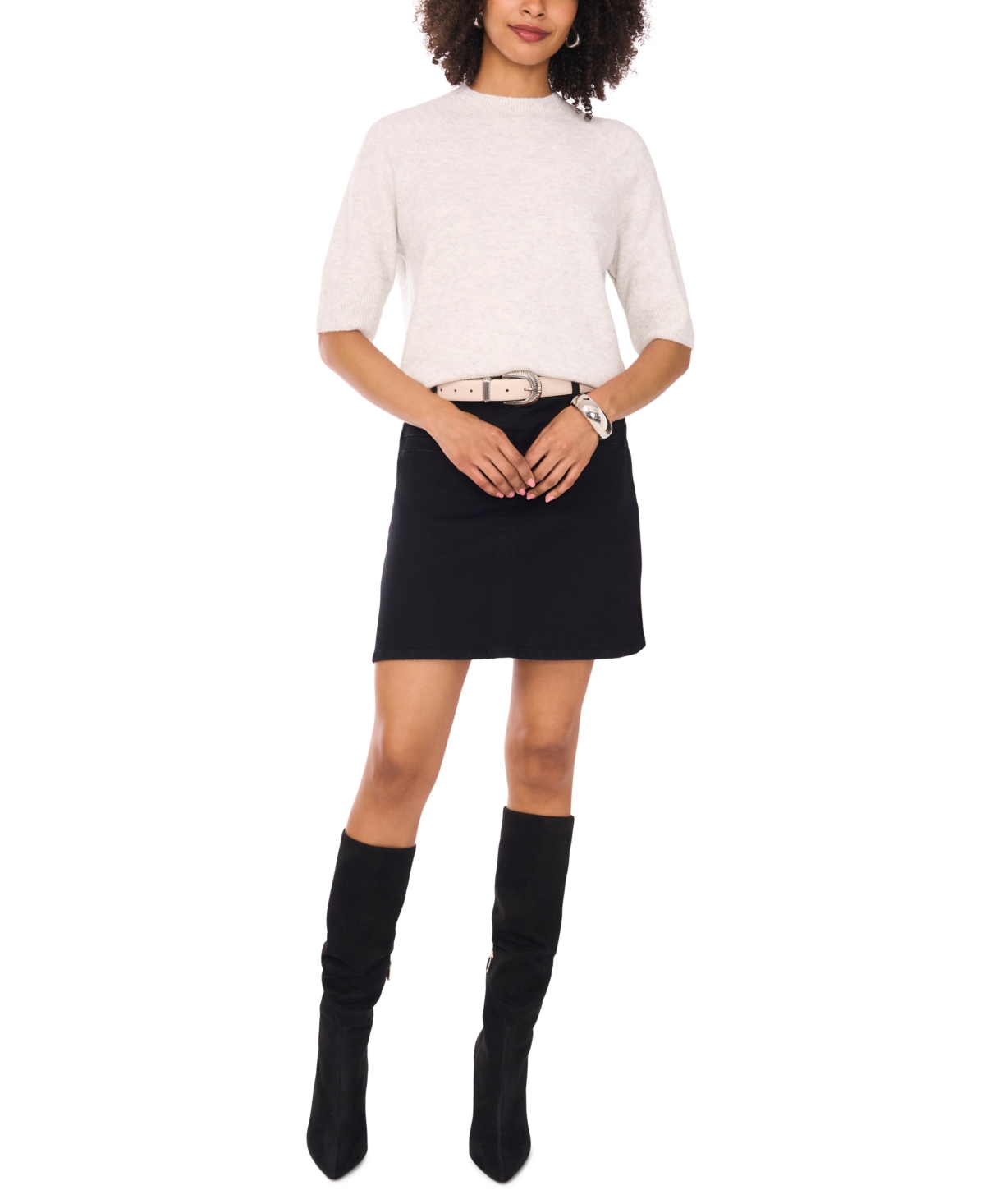 Click here for Vince Camuto Womens Cozy Mock Neck Short-Sleeve Sw... prices