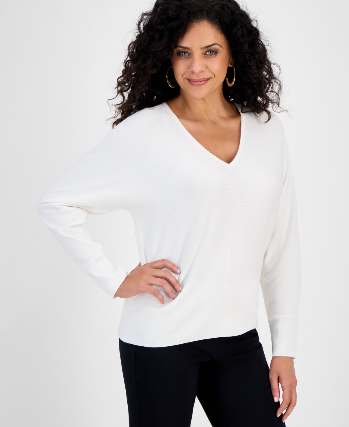 Click here for Jm Collection Petite V-Neck Dolman-Sleeve Sweater... prices