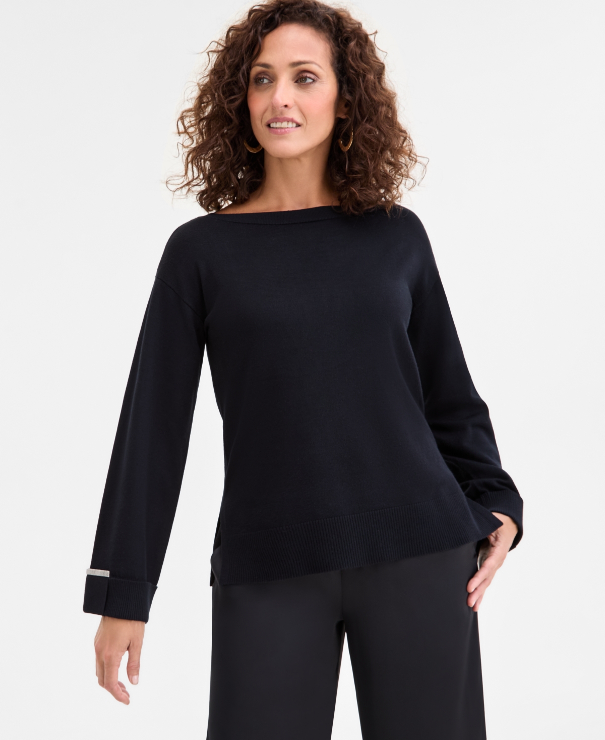 Click here for Jm Collection Womens Split-Hem Boat-Neck Sweater... prices