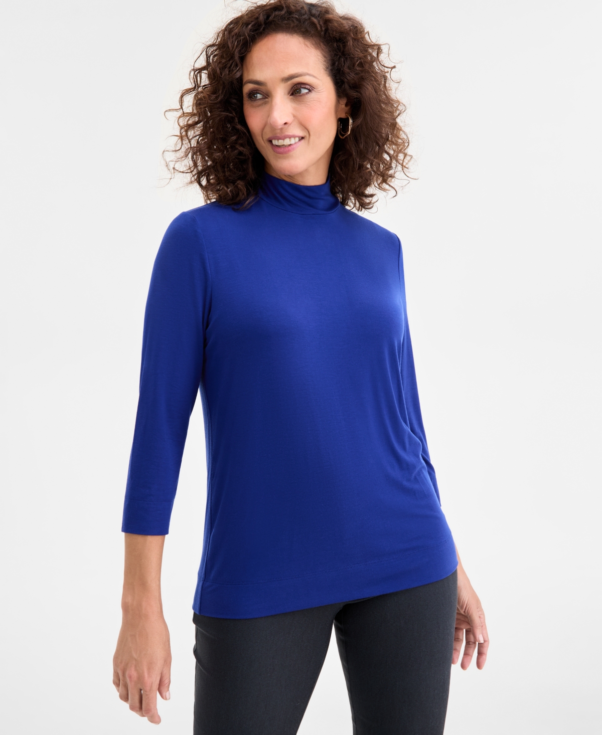 Click here for Jm Collection Womens Mock-Neck 3/4-Sleeve Top  Mac... prices