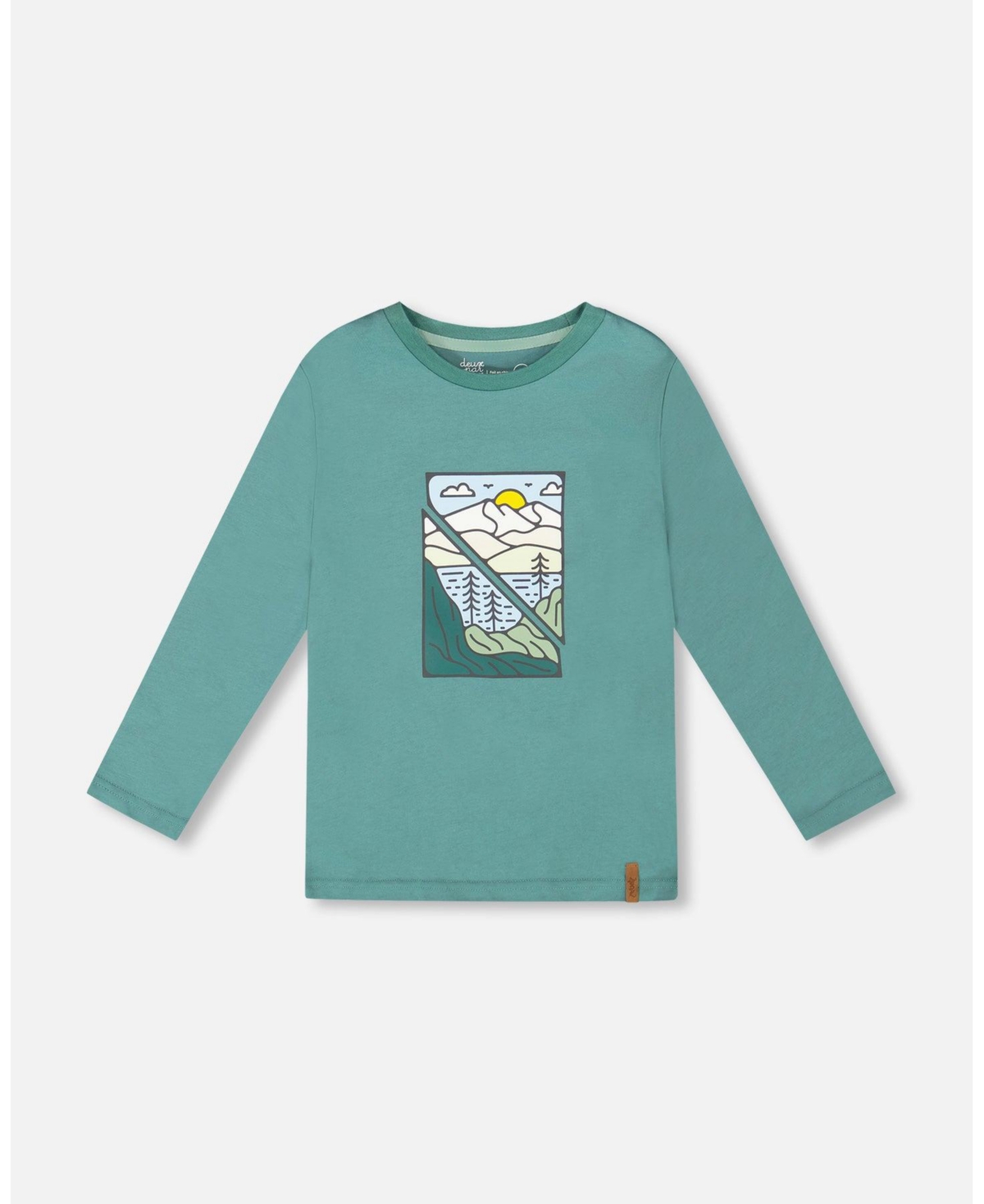 Deux par Deux Boy Long Sleeve Cotton Jersey Tee Shirt Sage Green - Child - Sage