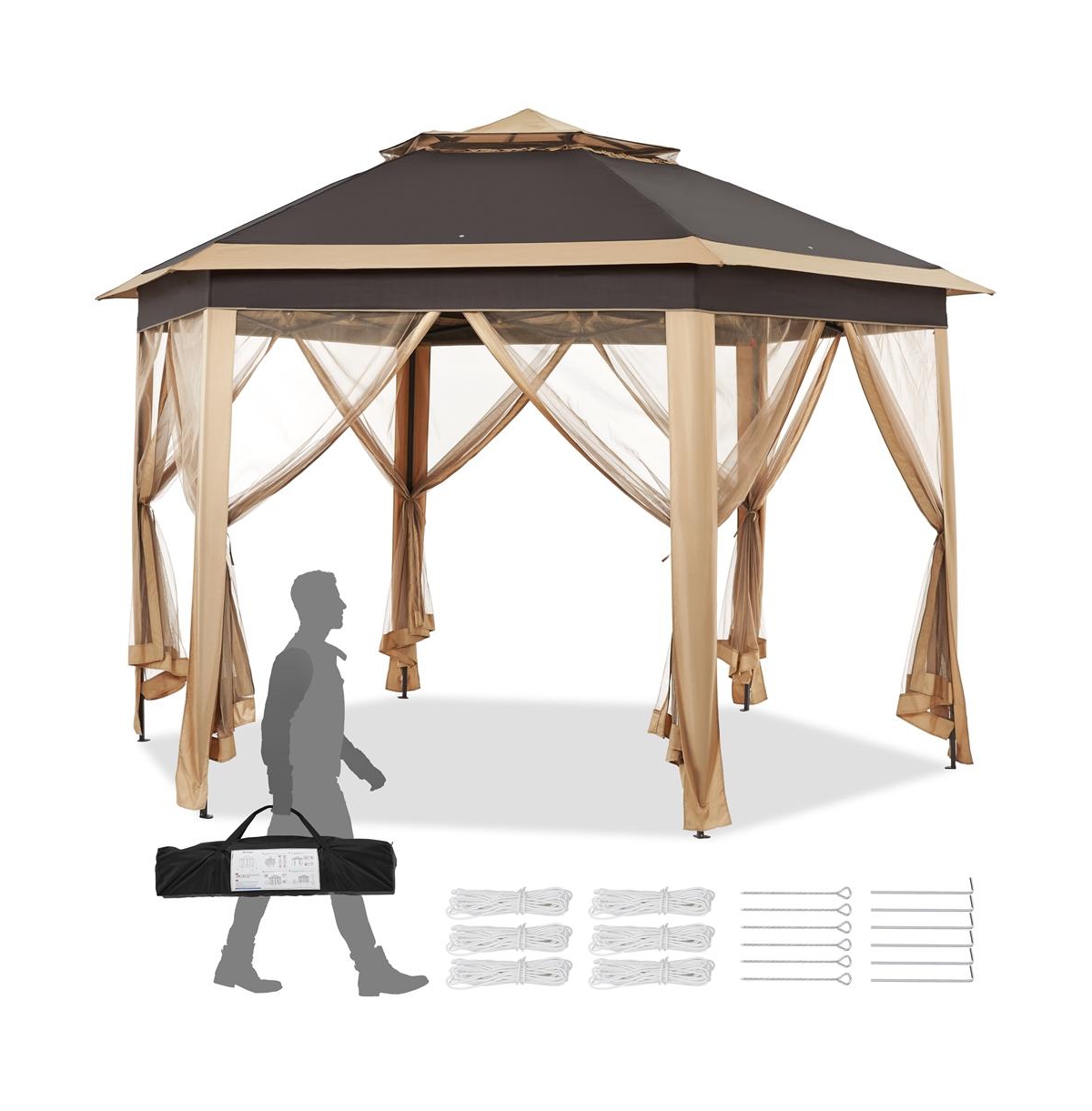 Click here for Yaheetech 13×13 Ft Hexagonal Outdoor Gazebo... prices