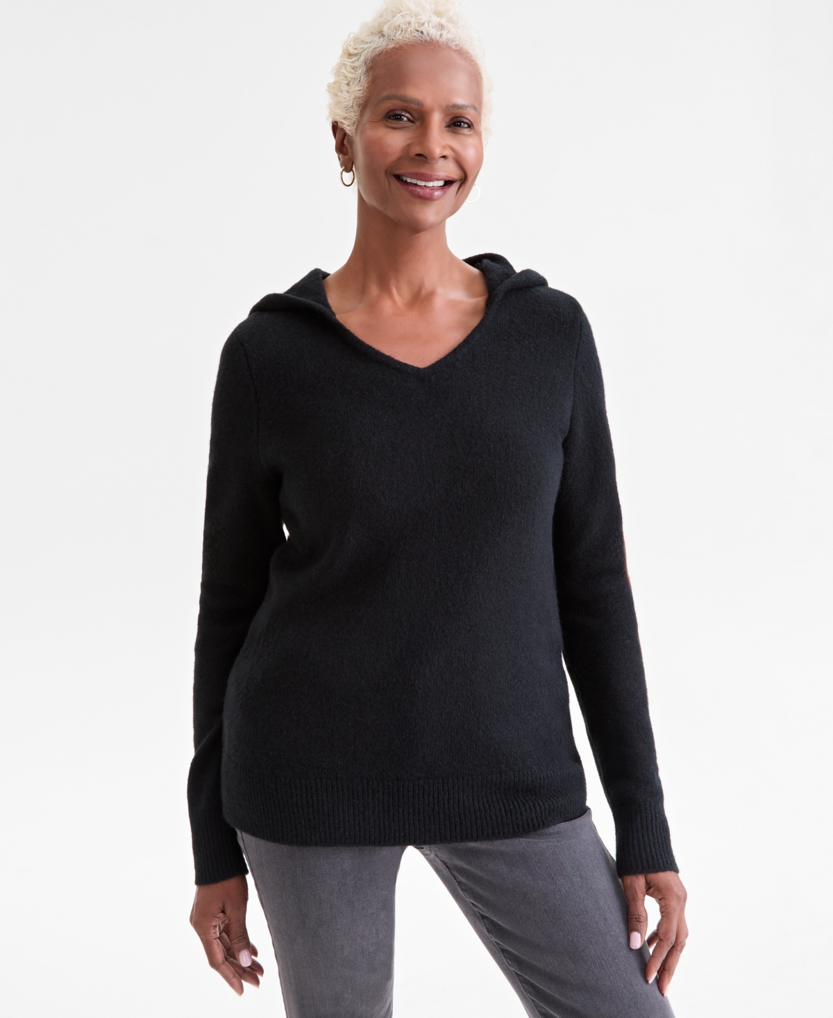 Click here for Style & Co Womens Split-Neck Hoodie  Macys Exclusi... prices