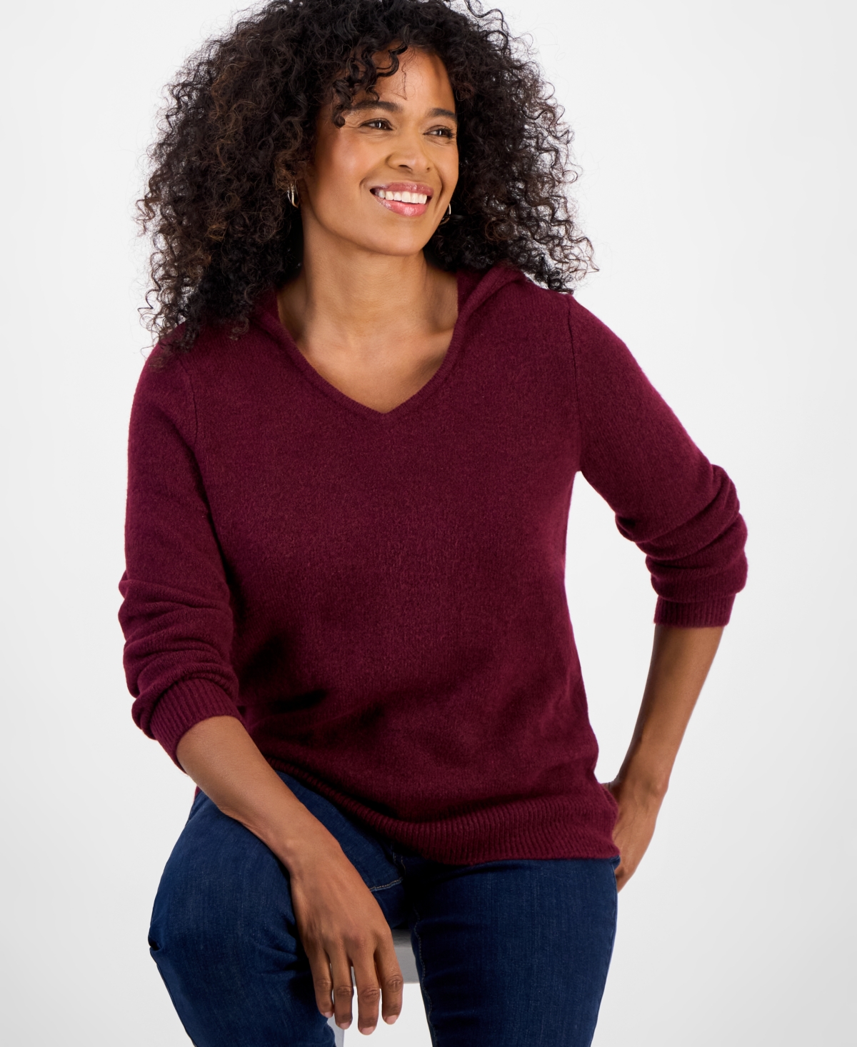 Click here for Style & Co Womens Split-Neck Hoodie  Macys Exclusi... prices