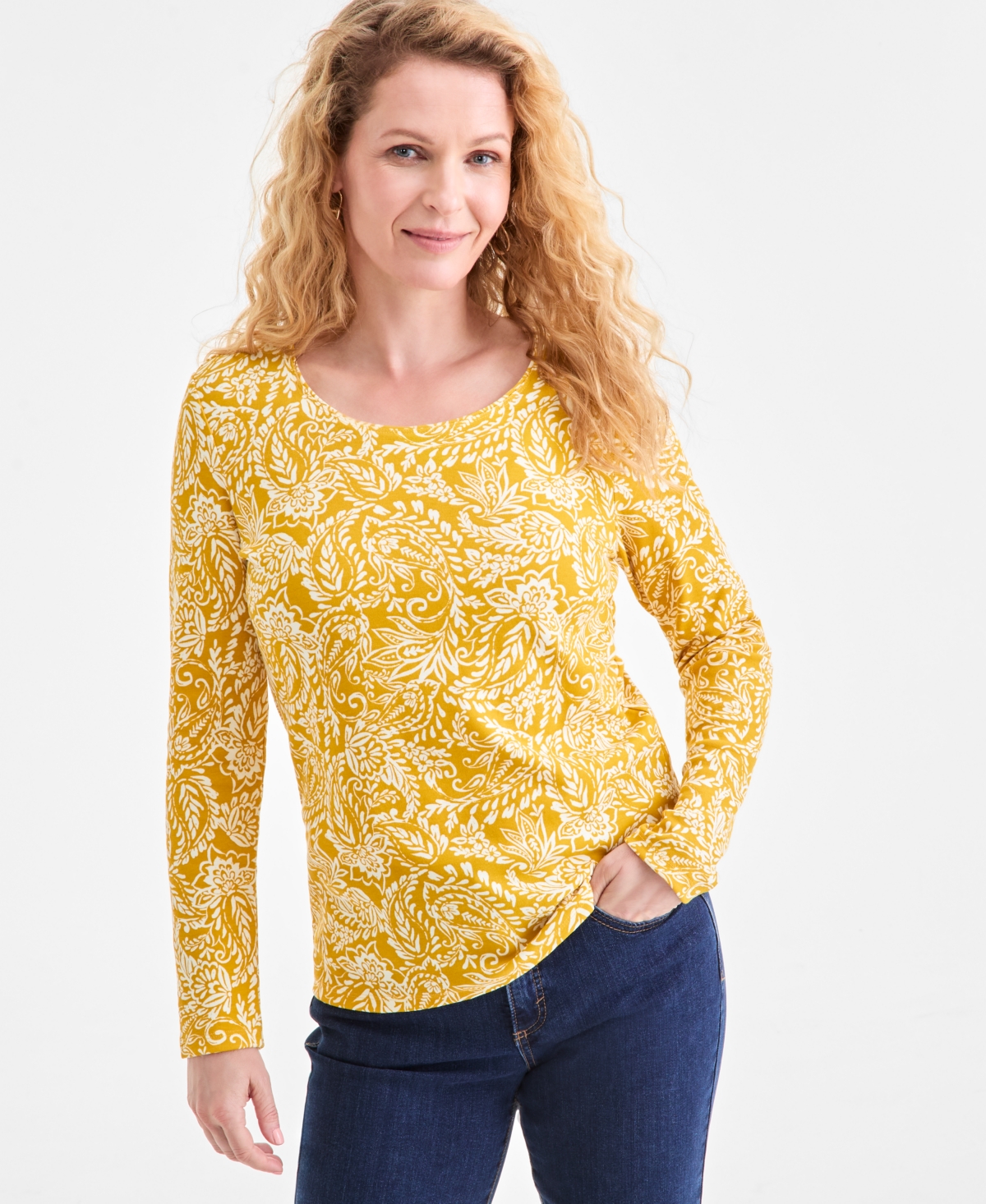 Click here for Style & Co Petite Paisley-Print Scoop-Neck Top  Ma... prices