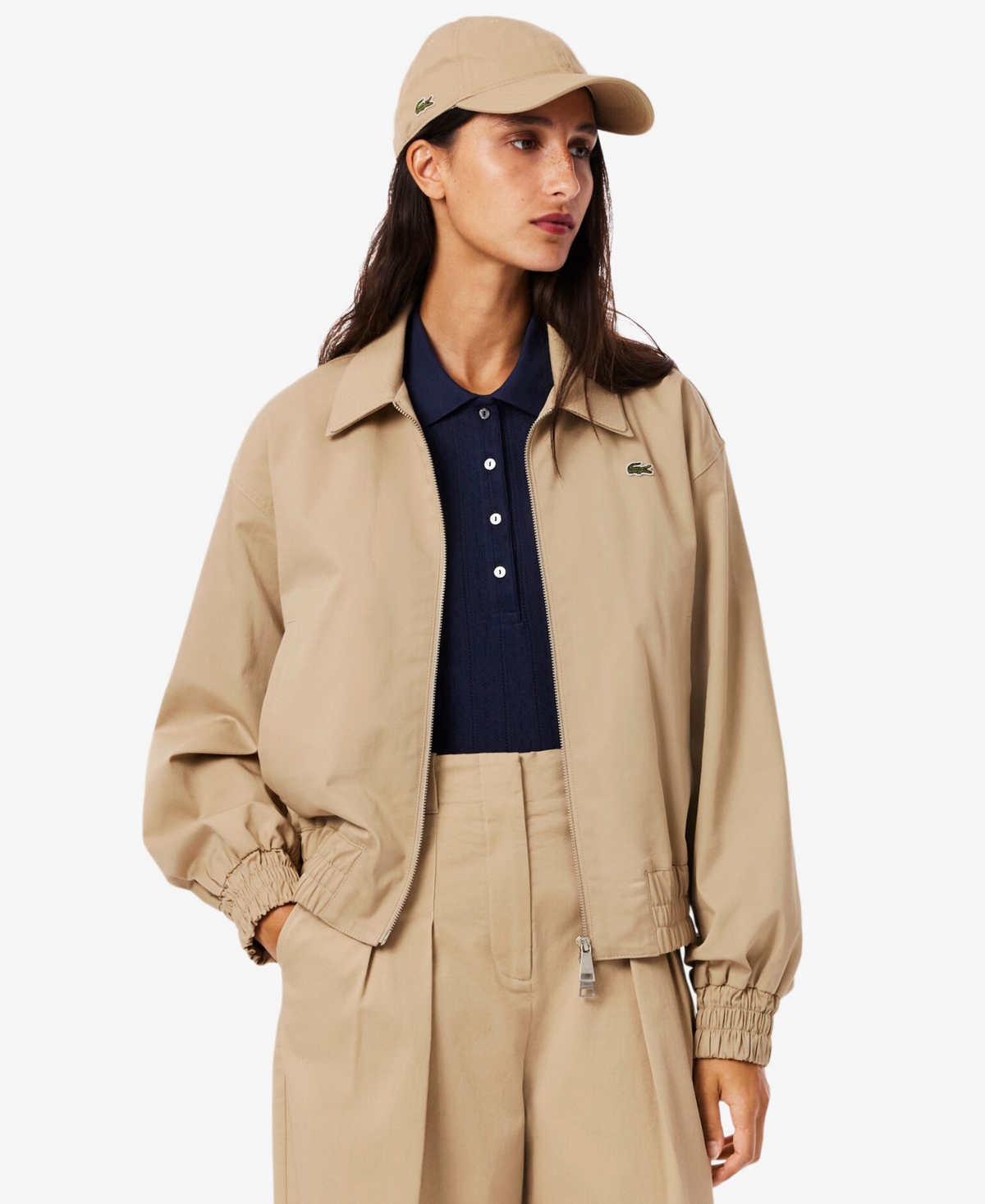 Click here for Lacoste Usa Womens Logo Zip Polo Collar Jacket - D... prices
