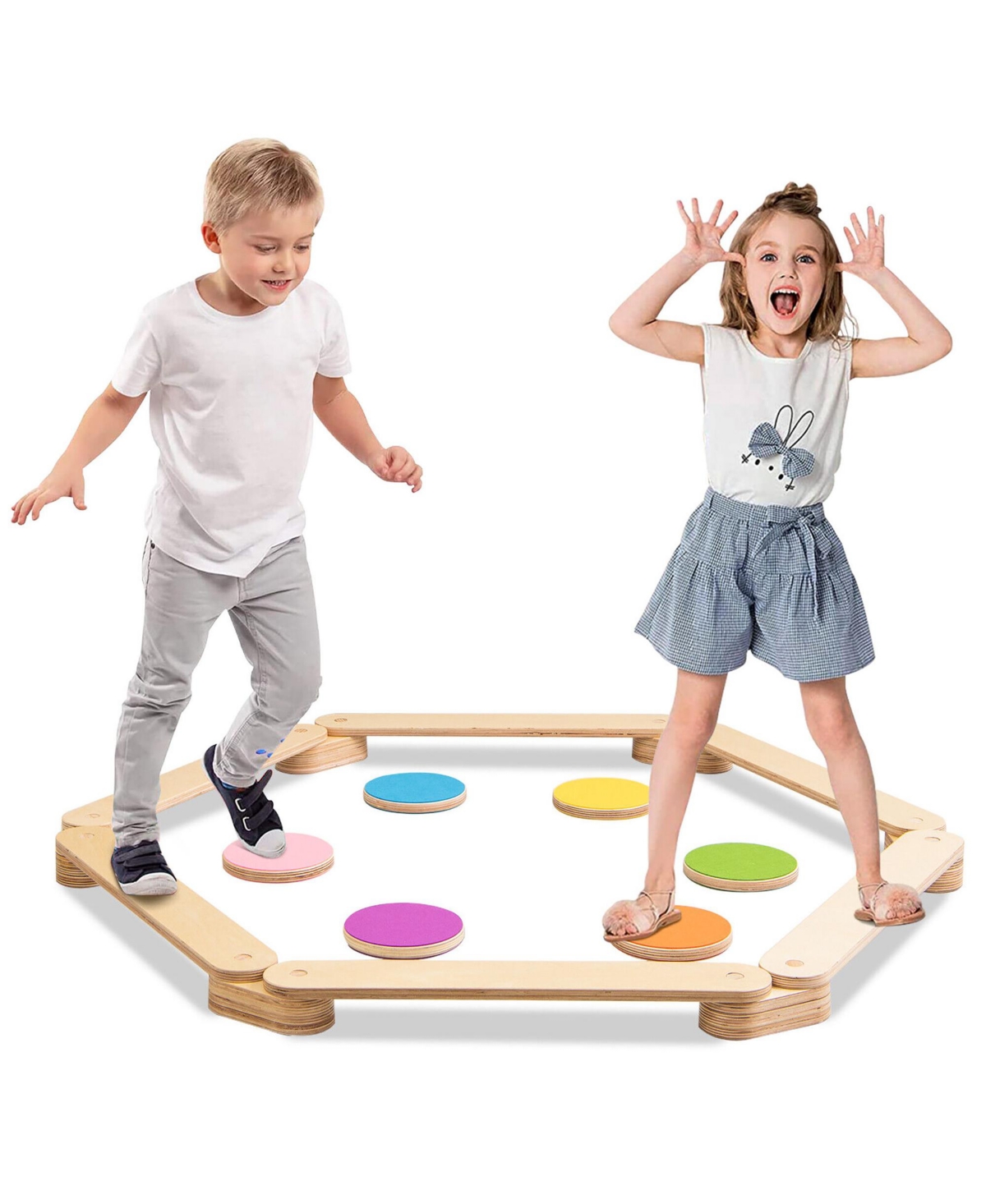 Click here for Gymax Toddler Wooden Balance Beam with Colorful St... prices