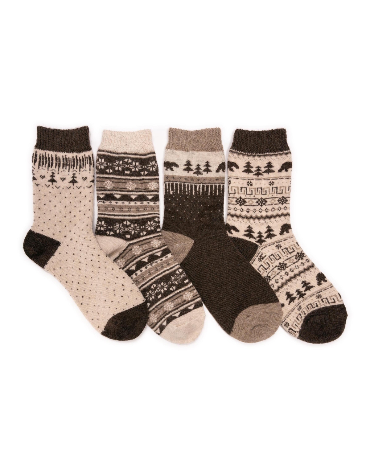 Click here for Muk Luks Womens Holiday 4 Pair Pack Socks - Brown... prices